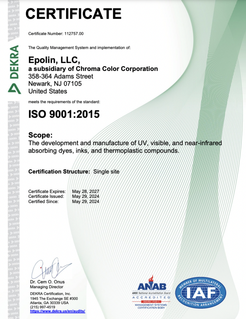 Epolin Quality Management System - Epolin